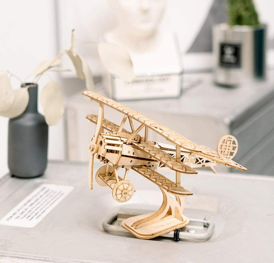 3D Wooden Assembly Puzzle Wood Craft Kit Bi-plane Model,gifts for Kids ...