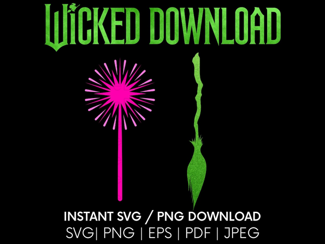 SVG Wicked Wand and Broom PNG, Wicked Elements, Wicked Clipart PNG ...