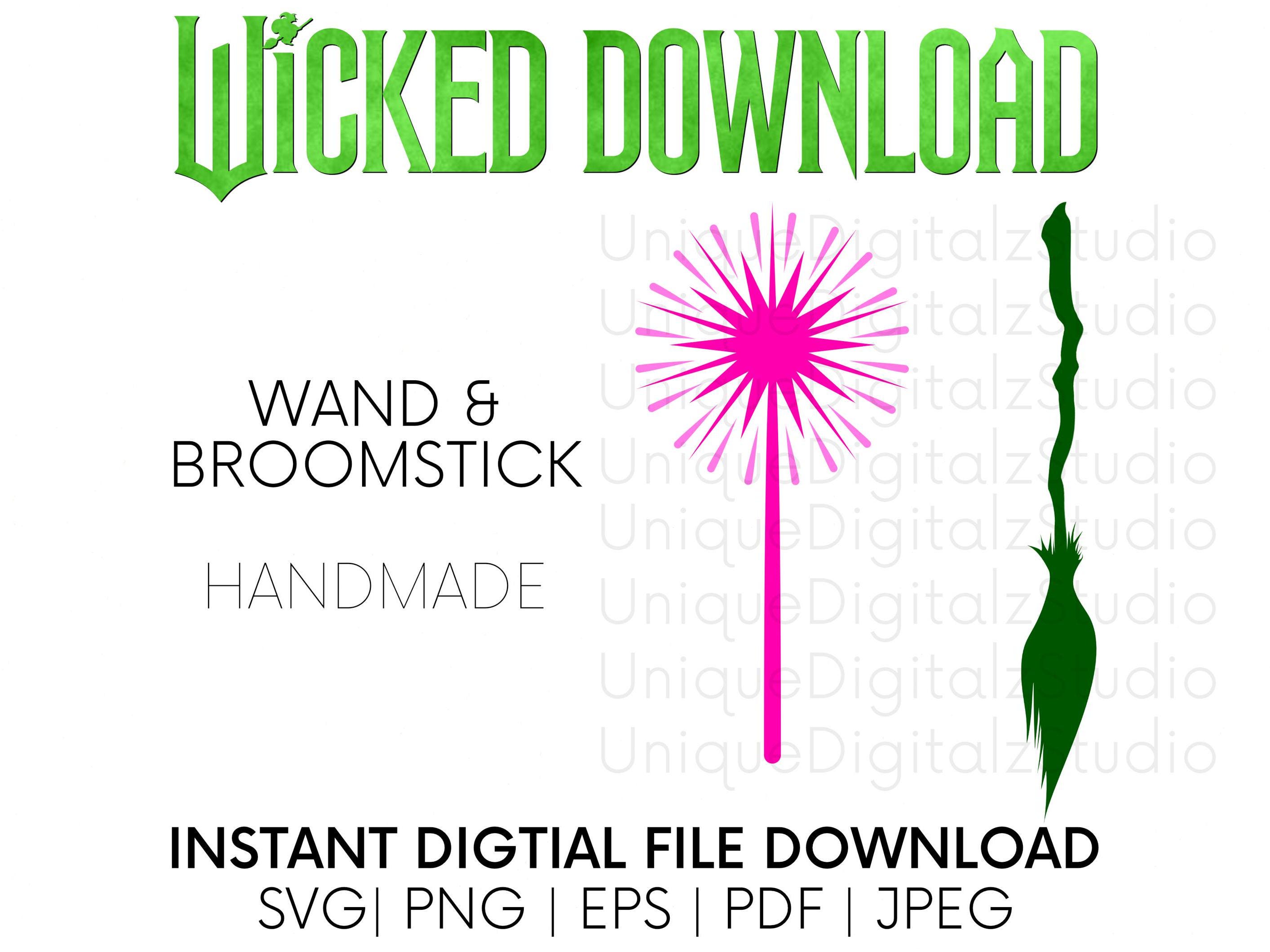 Svg Wicked Wand And Broom Png Wicked Elements Wicked Clipart Png Magic Wand Cricut Elphaba