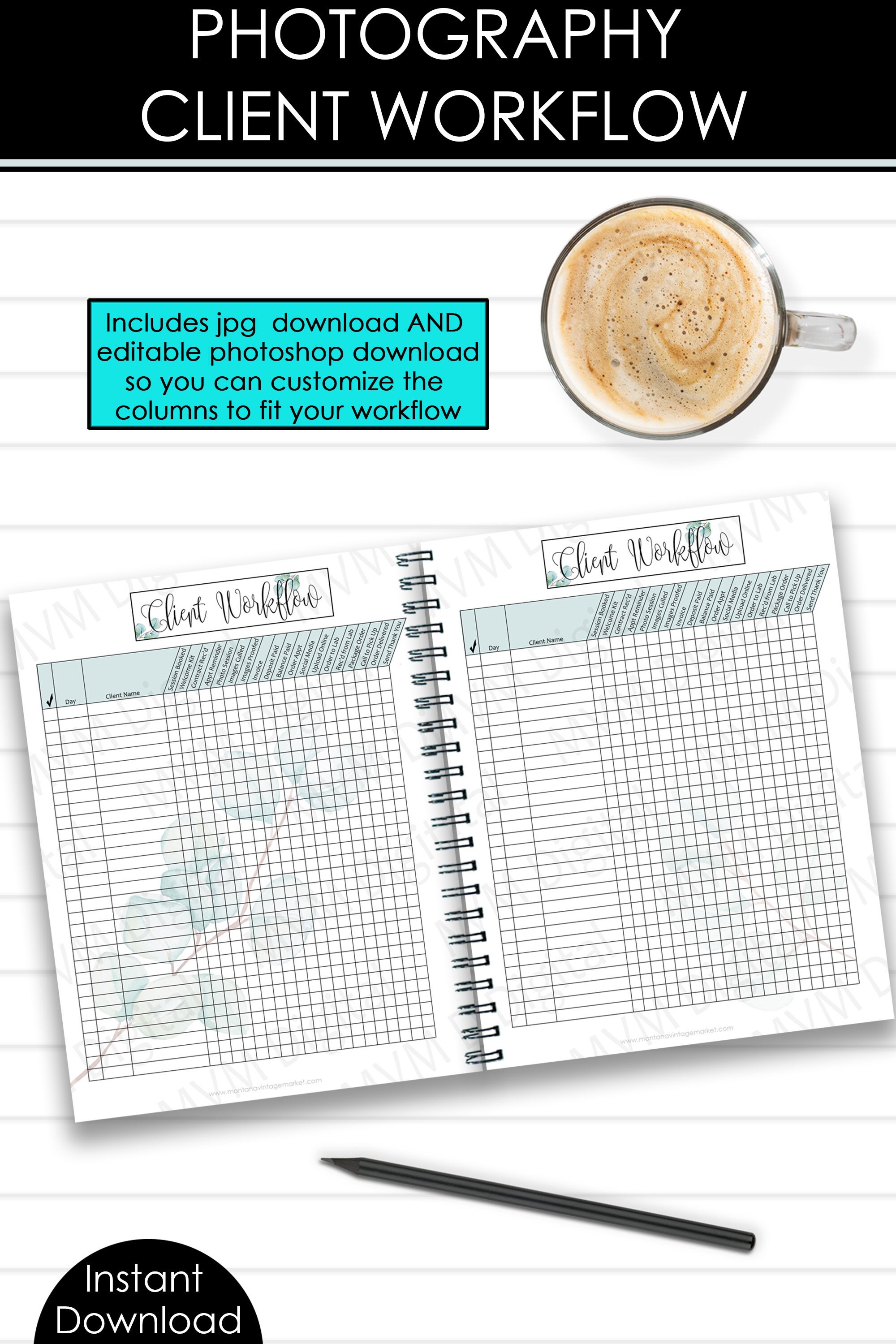 Photographer Planner, Client Workflow, Photography Template - Etsy