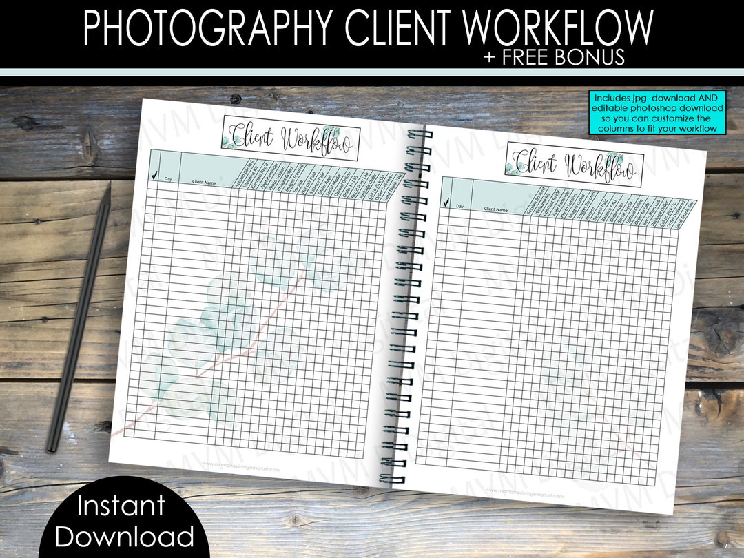 Photographer Planner, Client Workflow, Photography Template - Etsy