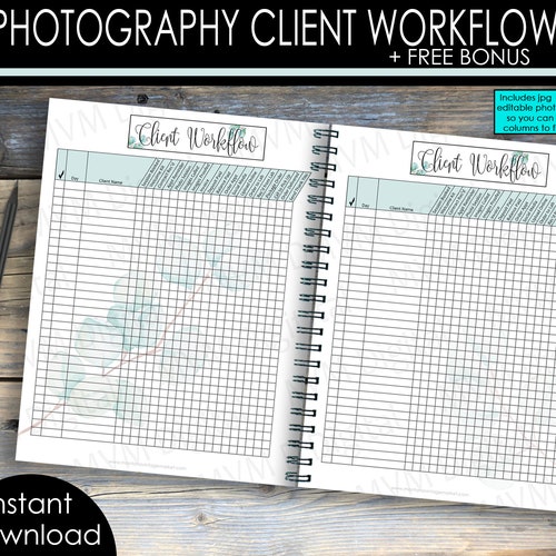 Photographer Planner Client Workflow Photography Template - Etsy