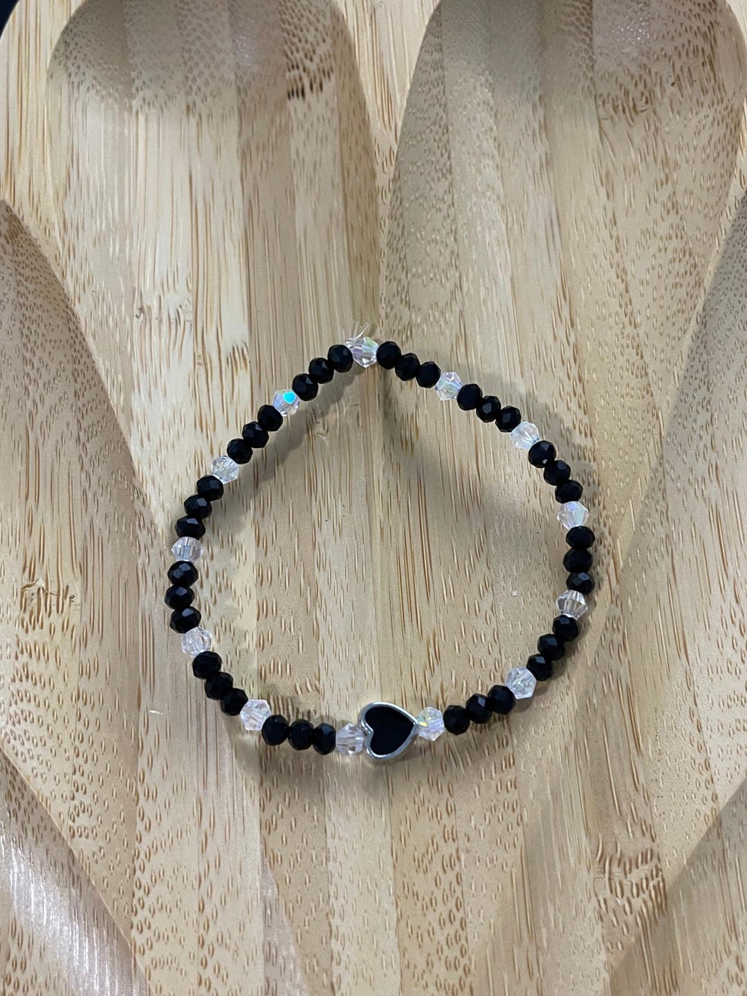 Black Crystal Bracelet With Black Heart - Etsy