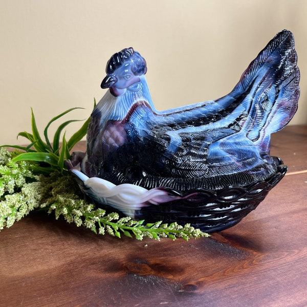 Glass Hen on Nest - Etsy