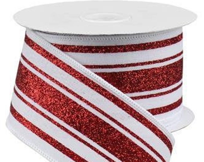 Wired Ribbon Farmhouse Striped Red and White Christmas - Etsy