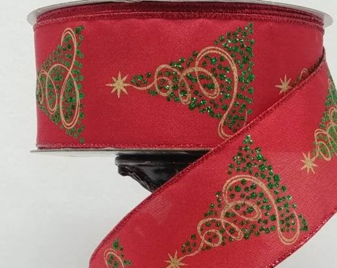 Wired Ribbon - Christmas Ribbon - Christmas Tree Ribbon - Glitter ...