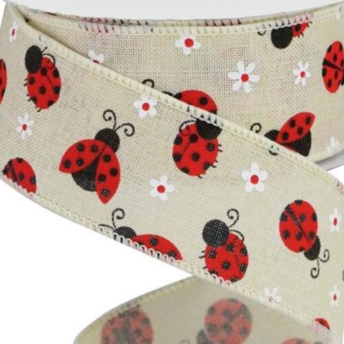 Wired Ribbon Mini Ladybugs on Royal Ladybug Ribbon | Etsy