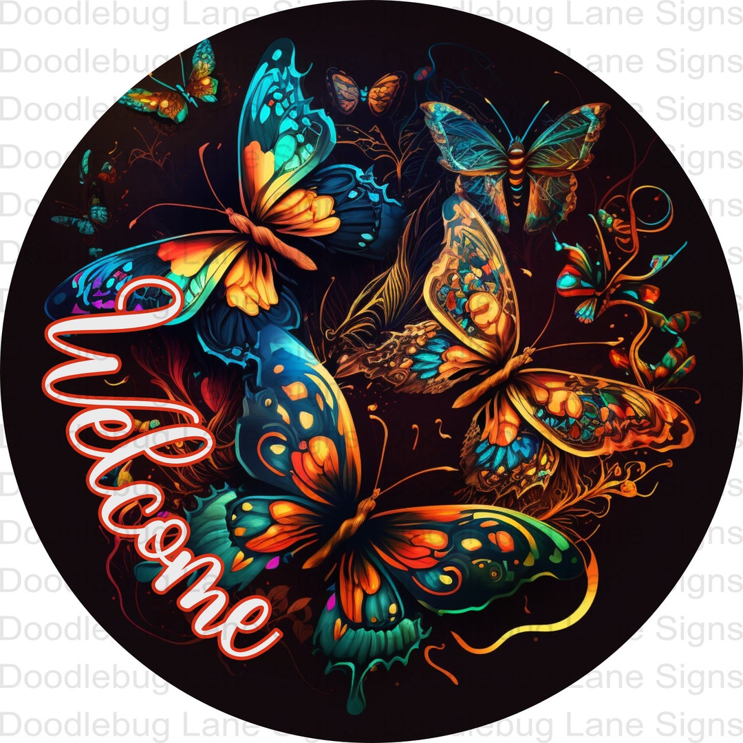 Welcome Butterfly Wreath Sign - Spring Butterflies - Spring Wreath Sign ...