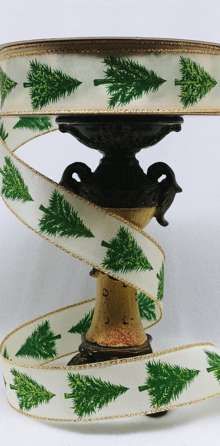 Christmas Ribbon Christmas Tree Wired Ribbon 1.5 x | Etsy