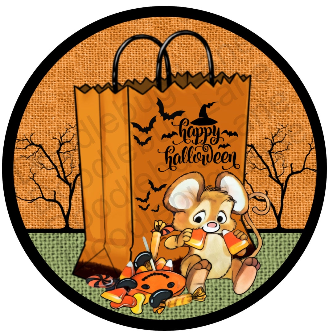 Halloween Wreath Sign - Halloween Mouse - Trick or Treat Bag ...