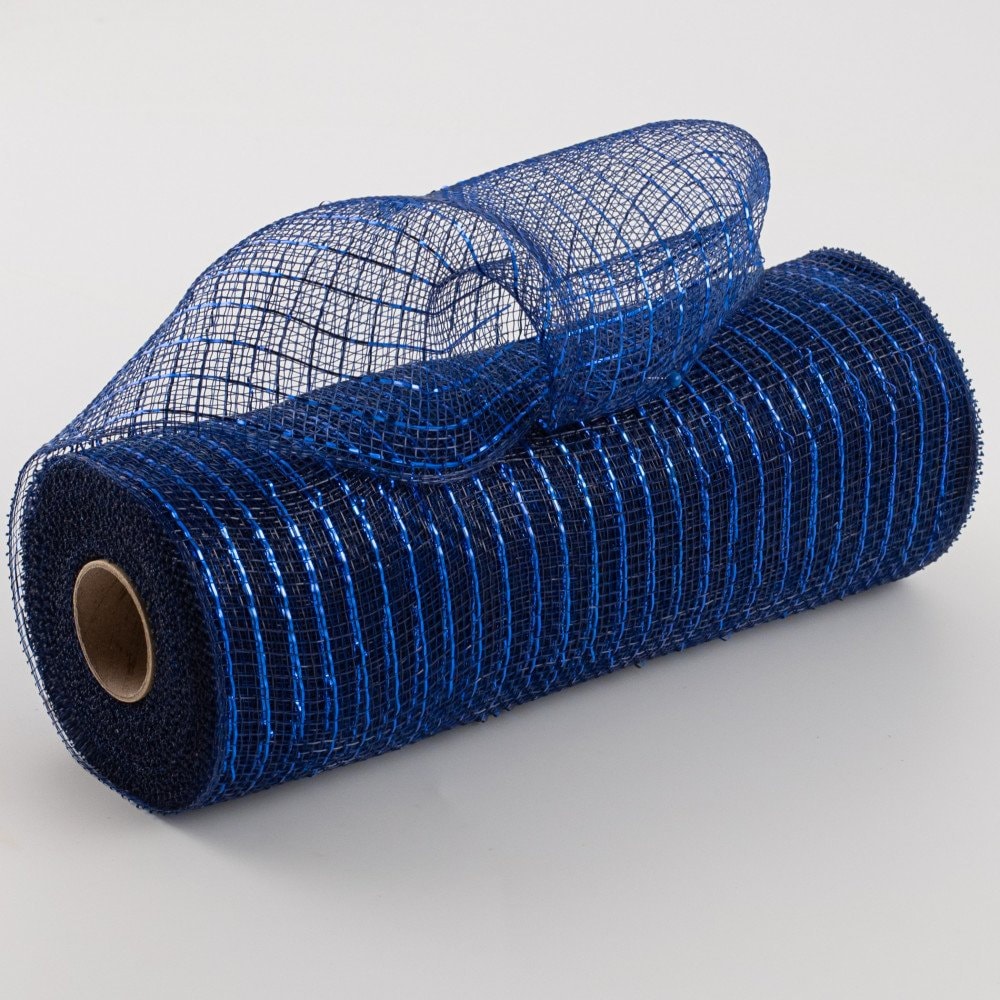Poly Deco Mesh - Metallic Navy Blue - 10" X 10 Yards - RE130157 ...