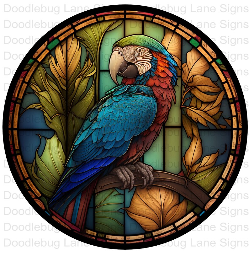 Faux Stained Glass Wreath Sign-macaw Sign-bird Wreath - Etsy