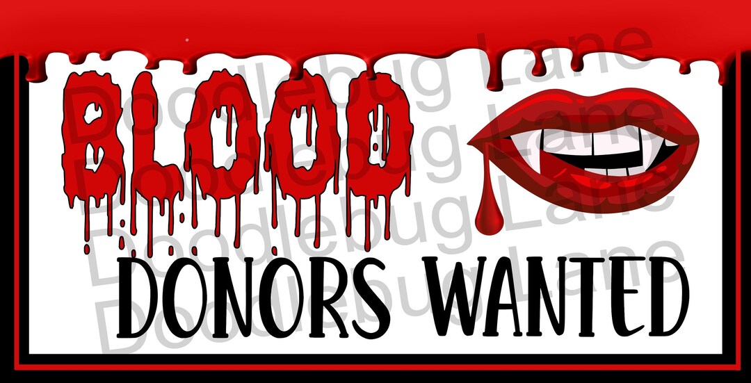 Halloween Sign-Blood Donors Wanted-Vampire Sign-Halloween Wreath Sign ...