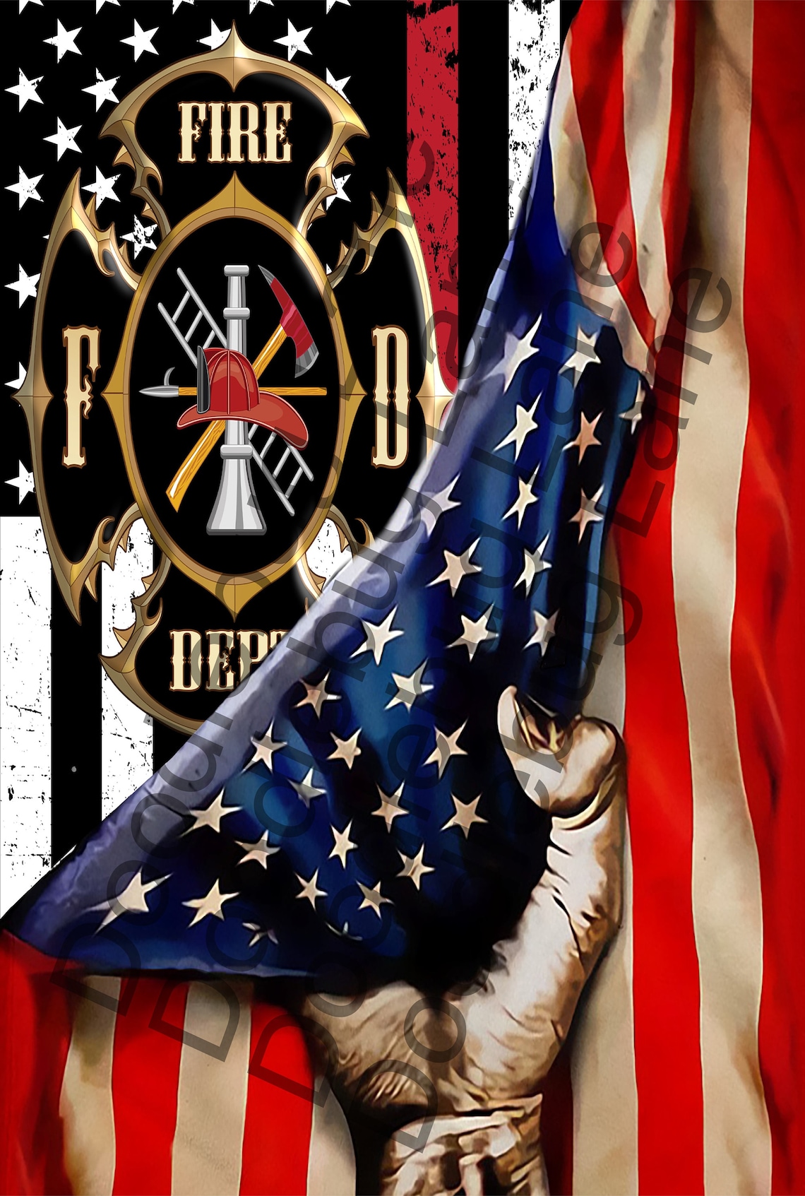 Fireman Flag Sign Thin Red Line American Flag Metal | Etsy