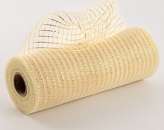 Poly Deco Mesh _ Metallic Cream and Gold - 10" X 10 Yards - RE130172 - Etsy
