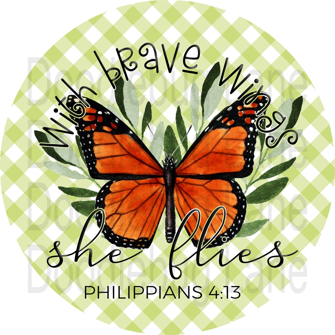 Inspirational Wreath Sign-butterfly Sign- With Brave Wings-monarch ...