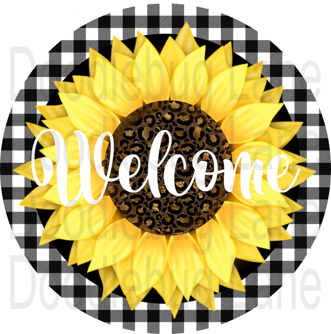 Welcome Wreath Sign-buffalo Plaid-welcome Sunflower Sign-leopard Print ...
