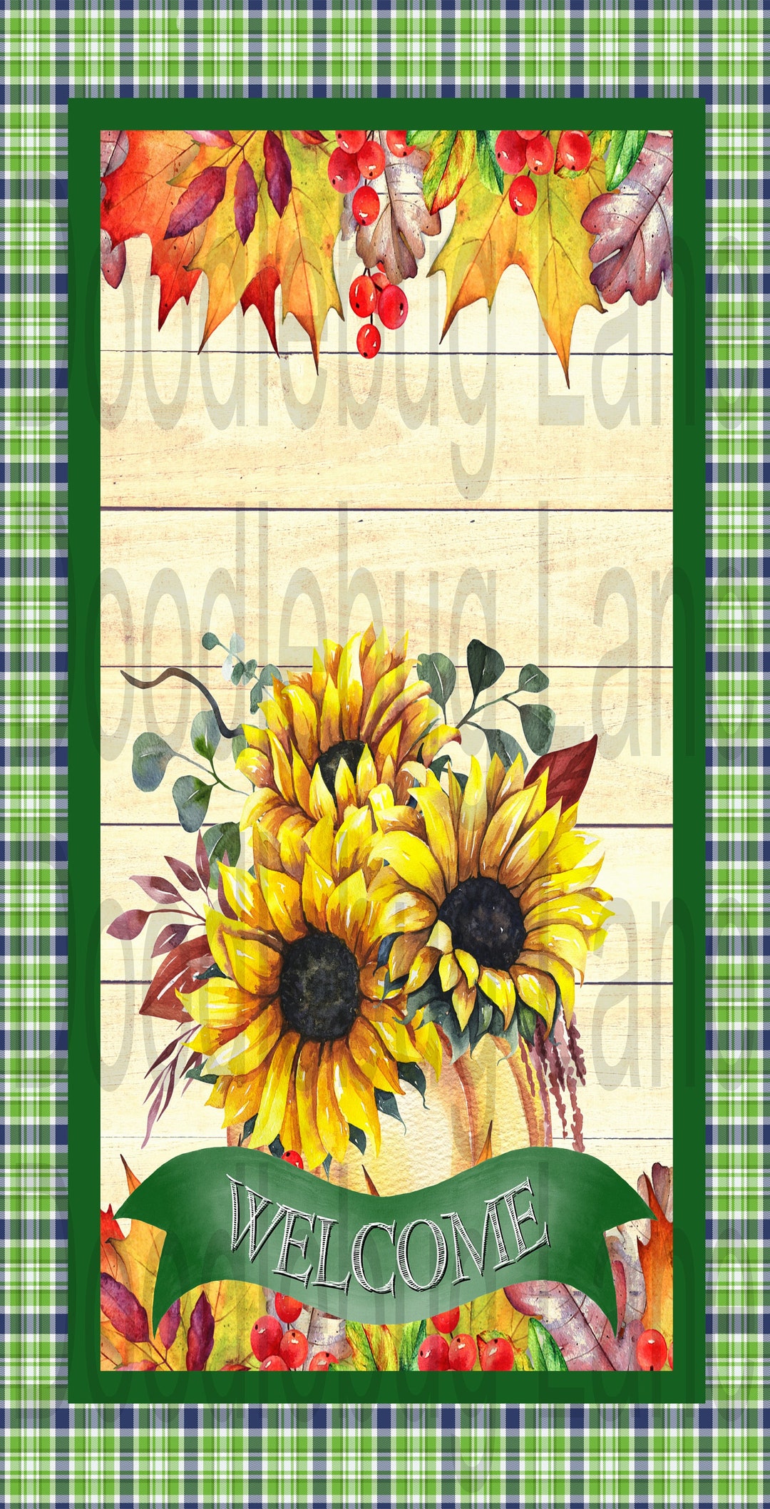 Fall Wreath Sign-welcome Sign-sunflower Welcome Sign-fall Leaves-green ...
