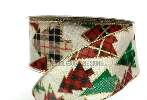Wired Ribbon Christmas Ribbon 2.5 X 5 Yards Plaid - Etsy