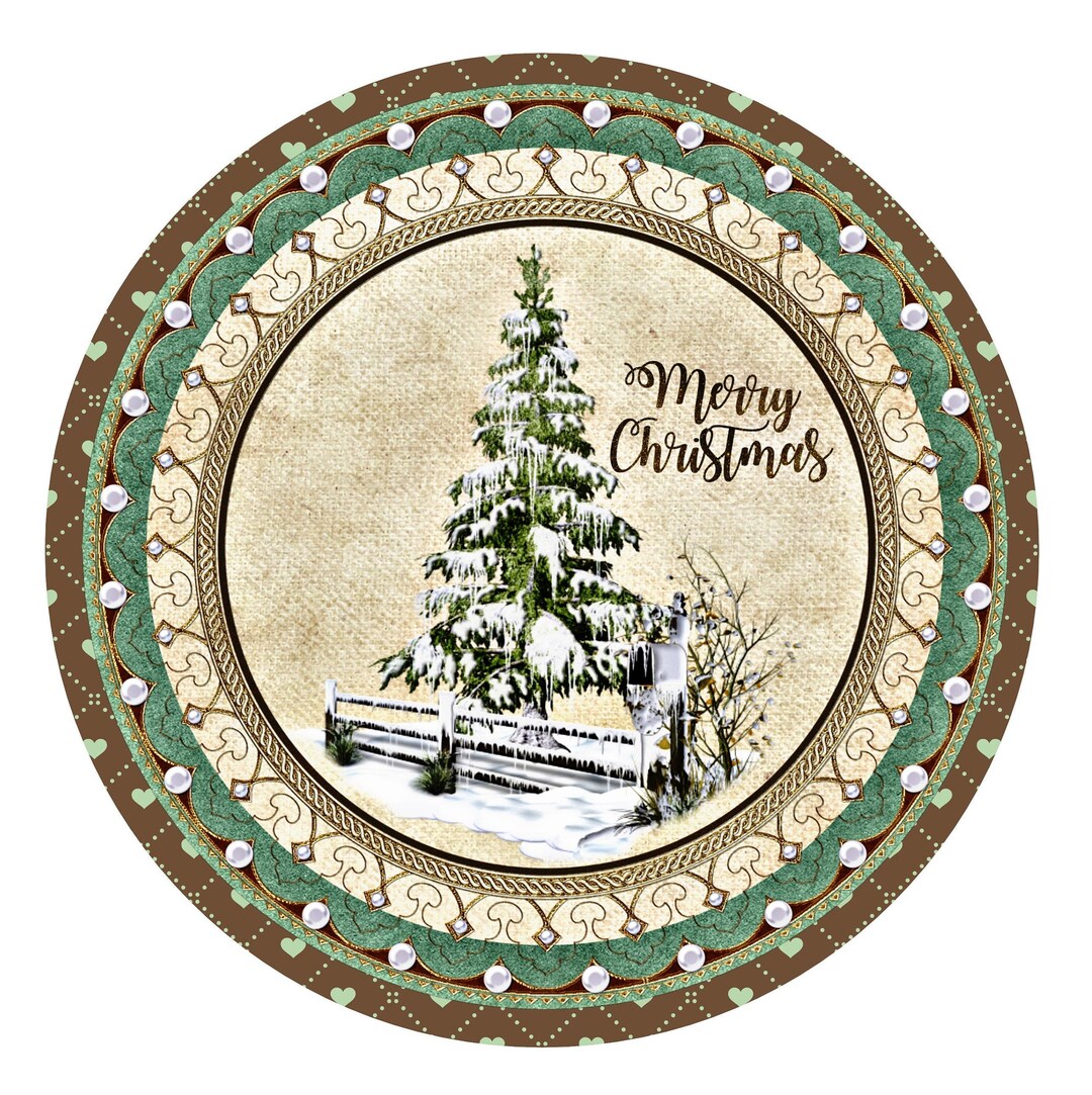 Christmas Wreath Sign Merry Christmas Winter Scene Christmas Decor ...