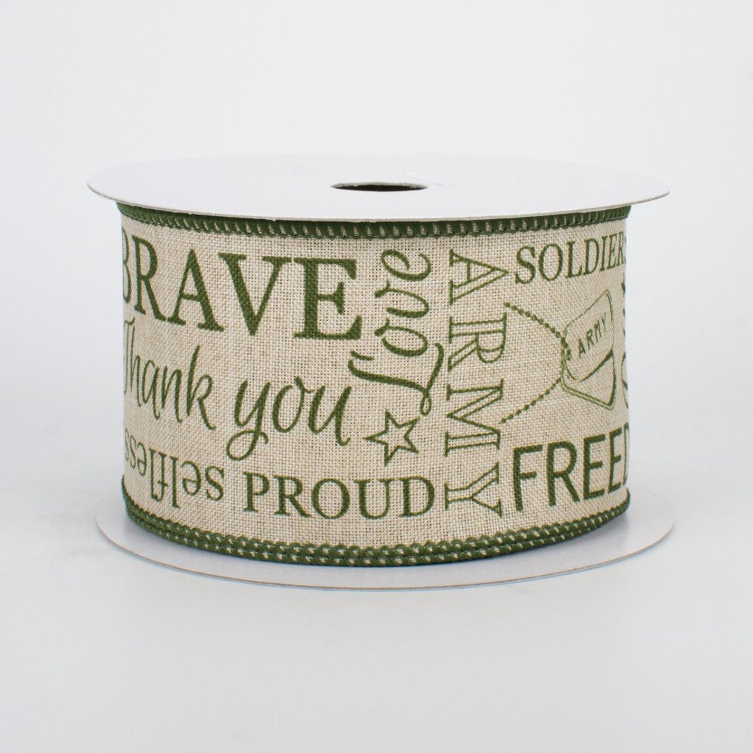 Wired Ribbon Army Ribbon: Army Green Patriotic Ribbon Military Ribbon ...