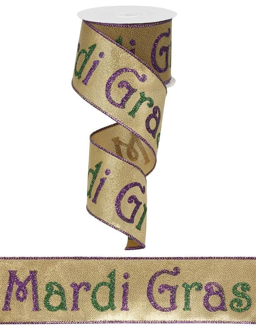 Wired Edge Ribbon - Mardi Gras Ribbon - 2.5" X 10 Yards - Mardi Gras ...