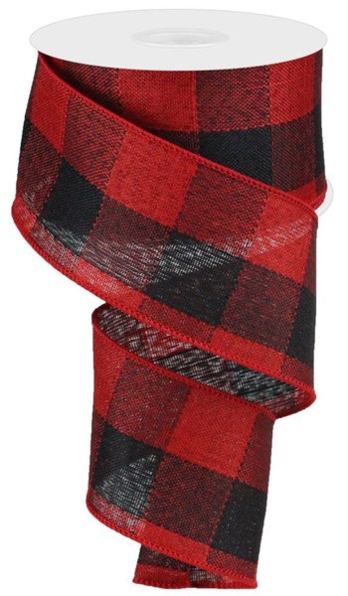 Wired Ribbon Black and Red Plaid Woven Check Ribbon | Etsy