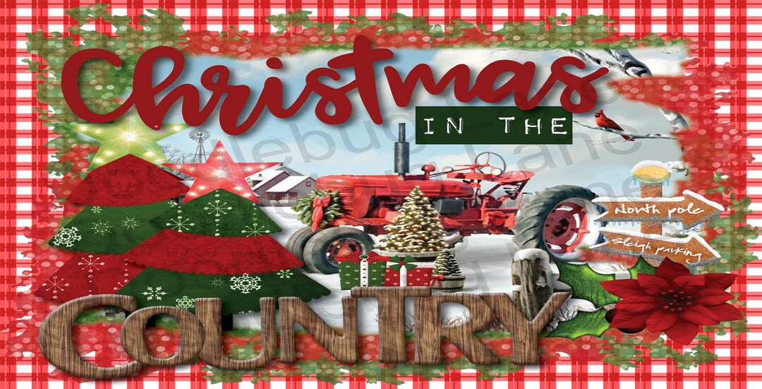 Christmas Wreath Sign-country Christmas-metal Wreath Sign-red Tractor ...