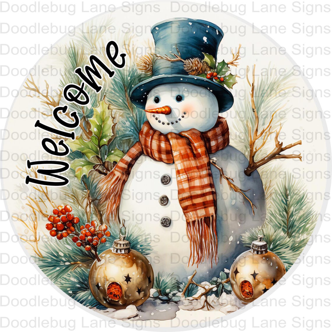 Welcome Snowman Wreath Sign - Winter Welcome Sign - Snowman Christmas ...