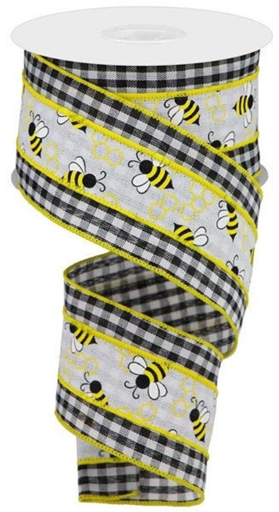 Wired Ribbon Bumble Bee on Check Bumble Bee Ribbon - Etsy