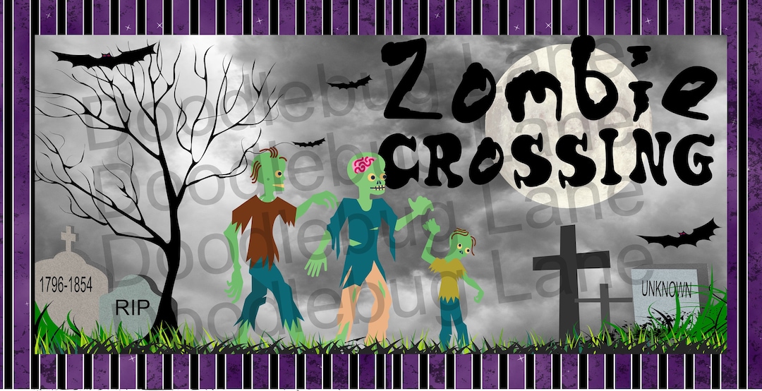 Metal Wreath Sign - Zombie Crossing - Halloween Sign - Zombie Sign ...