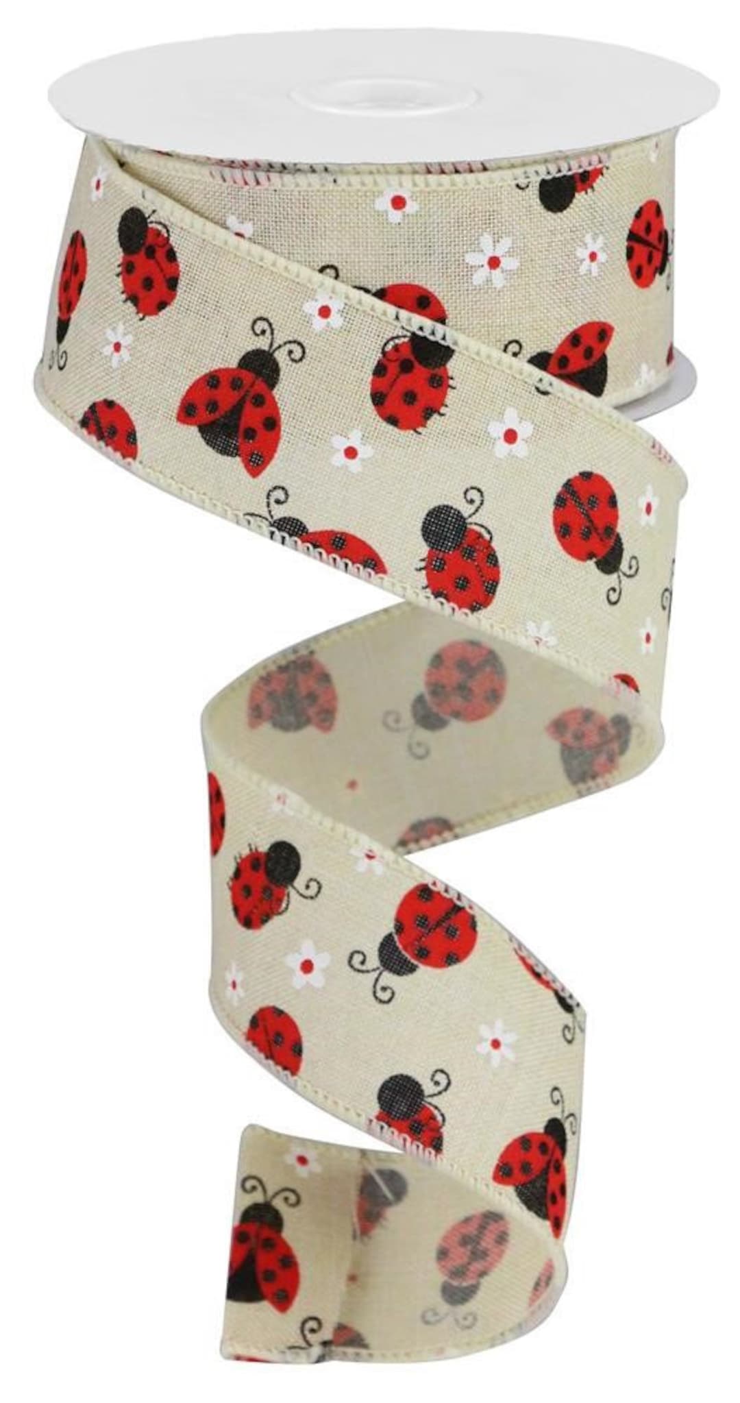 Wired Ribbon - Mini Ladybugs on Royal - Ladybug Ribbon - Ladybug Wreath ...