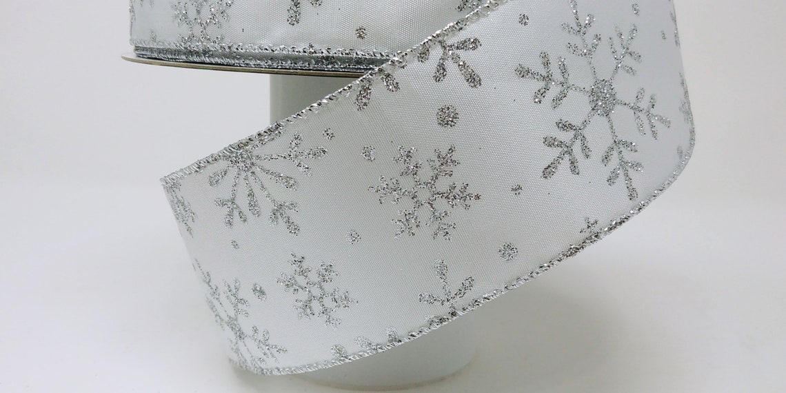 Wired Ribbon Snowflake Ribbon Snowflake Decor Silver | Etsy