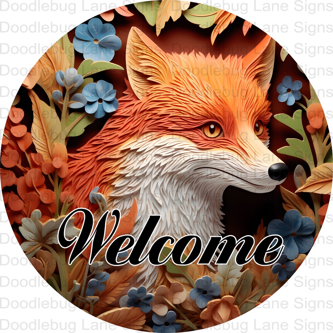 3D Fox Wreath Sign - Fox Welcome Sign - Red Fox - Woodland Animal ...