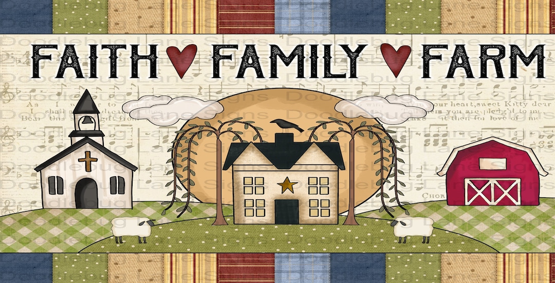 Faith Family Farm Primitive Wreath Sign - Inspirational Wreath Decor ...
