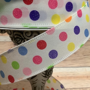 1.5" X 5 Yarda Polka Dot Ribbon-multi Colored Polka Dots-wired Ribbon ...