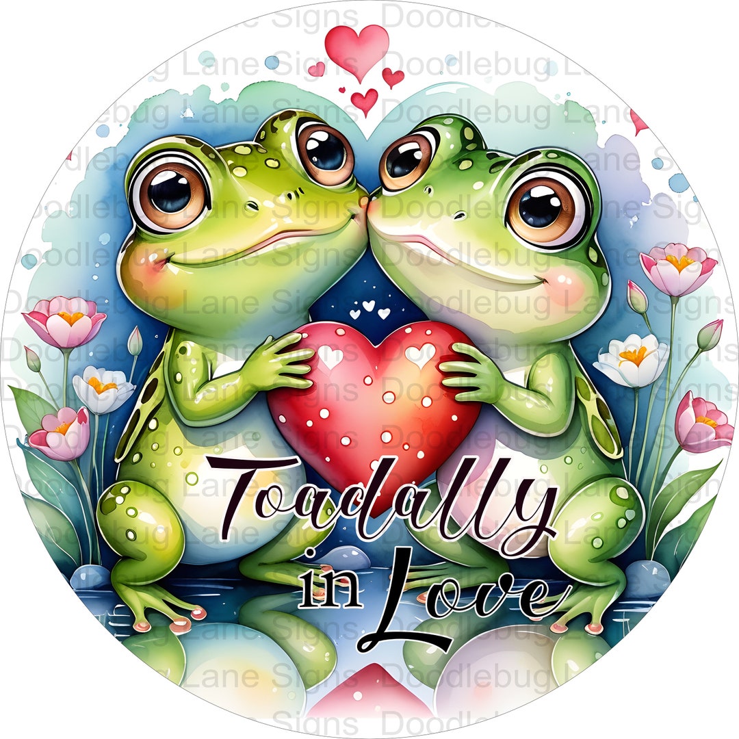Toadally in Love Frogs - Valentine Wreath Sign - Frog Wreath Decor ...