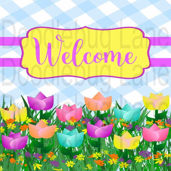 Spring Wreath Sign-welcome Sign-tulips-spring Decor-welcome - Etsy