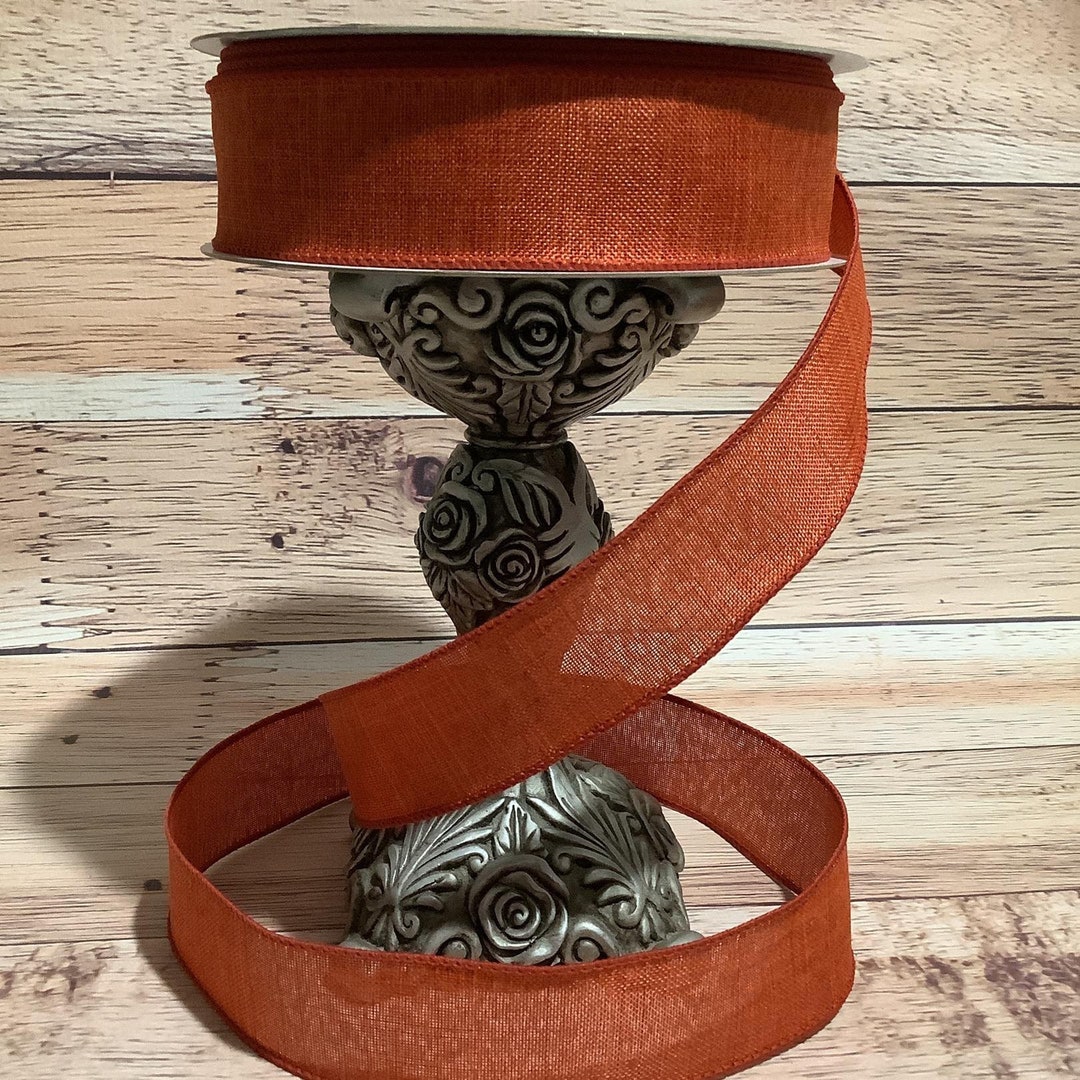 1.5" X 5 Yards Wired Ribbon - Burnt Orange Ribbon - Fall Ribbon ...