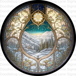 Winter Wreath Sign-winter Scene-round Wreath Sign-christmas Sign-metal ...