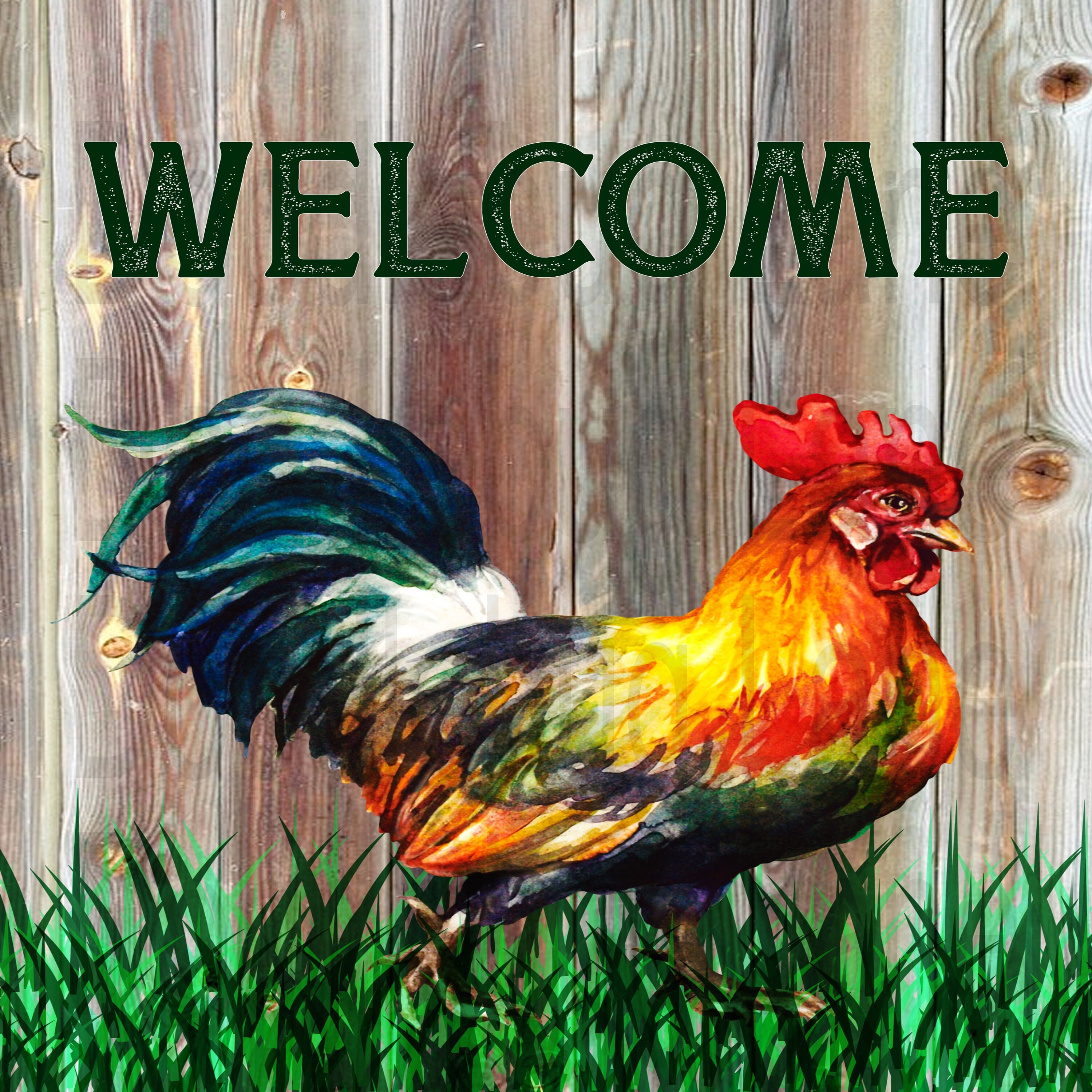 Welcome Rooster Metal Wreath Sign Rooster Sign Farmhouse - Etsy