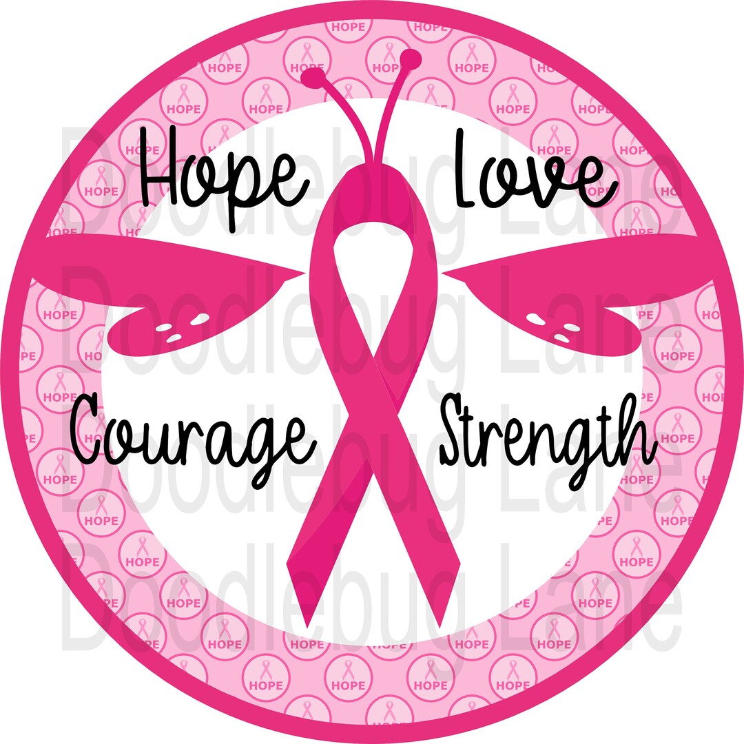 Breast Cancer Awareness - Breast Cancer Wreath Sign - Hope Love Courage ...