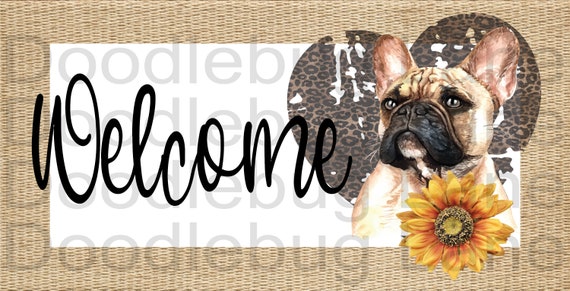 Welcome Sign Frenchie Dog-pet Sign-leopard Print - Etsy