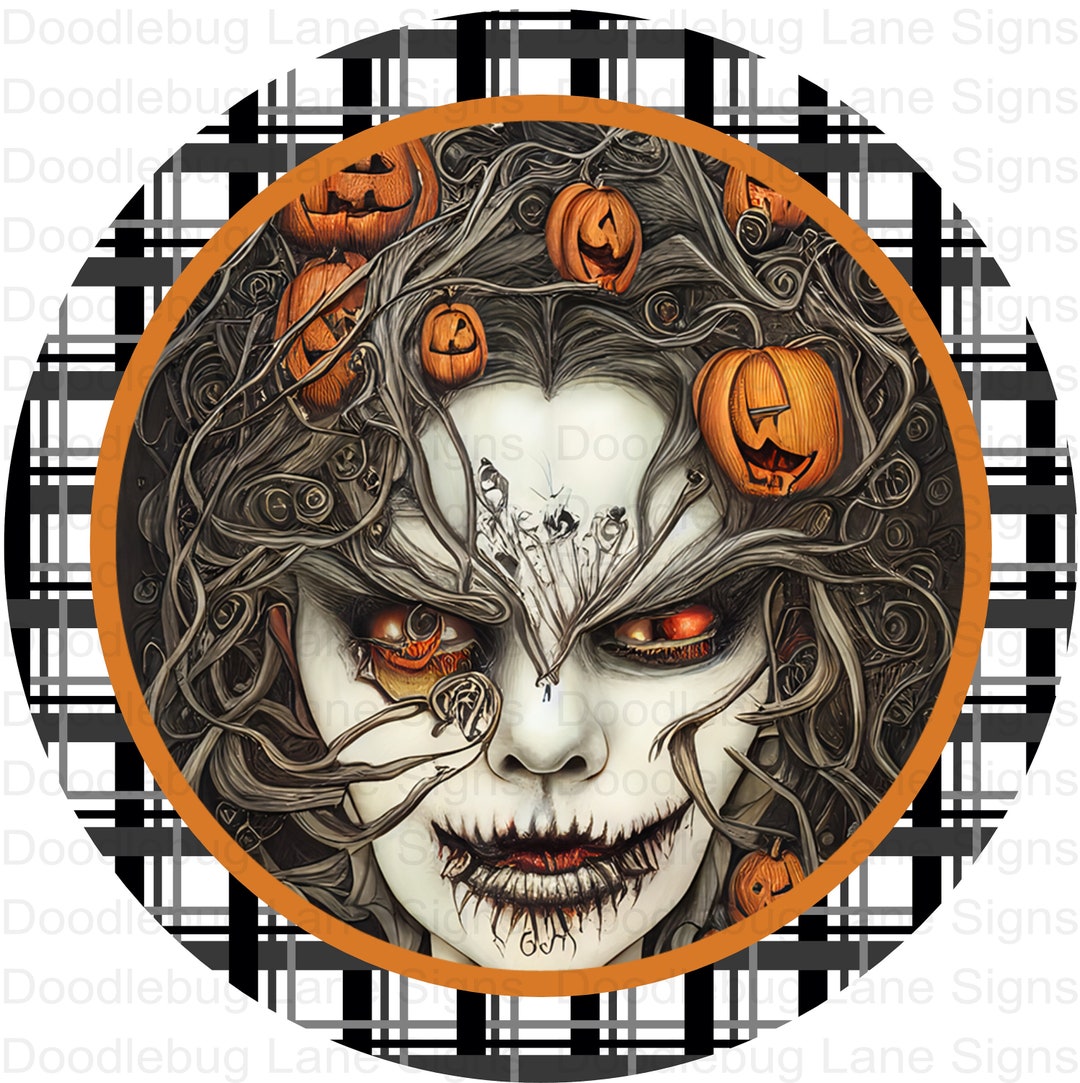 Halloween Wreath Sign - Scary Face Sign - Spooky Halloween Decor ...