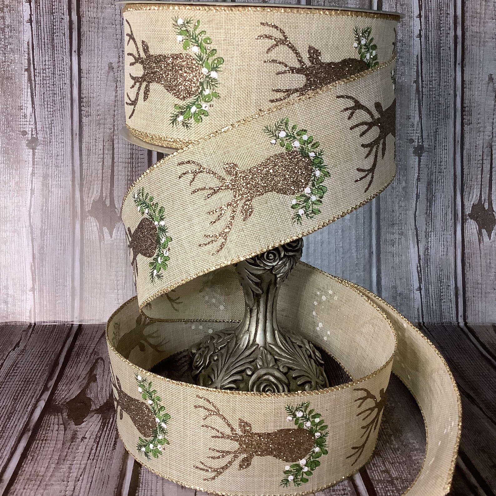 Wired Christmas Ribbon-farmhouse Ribbon-faux Burlap - Etsy