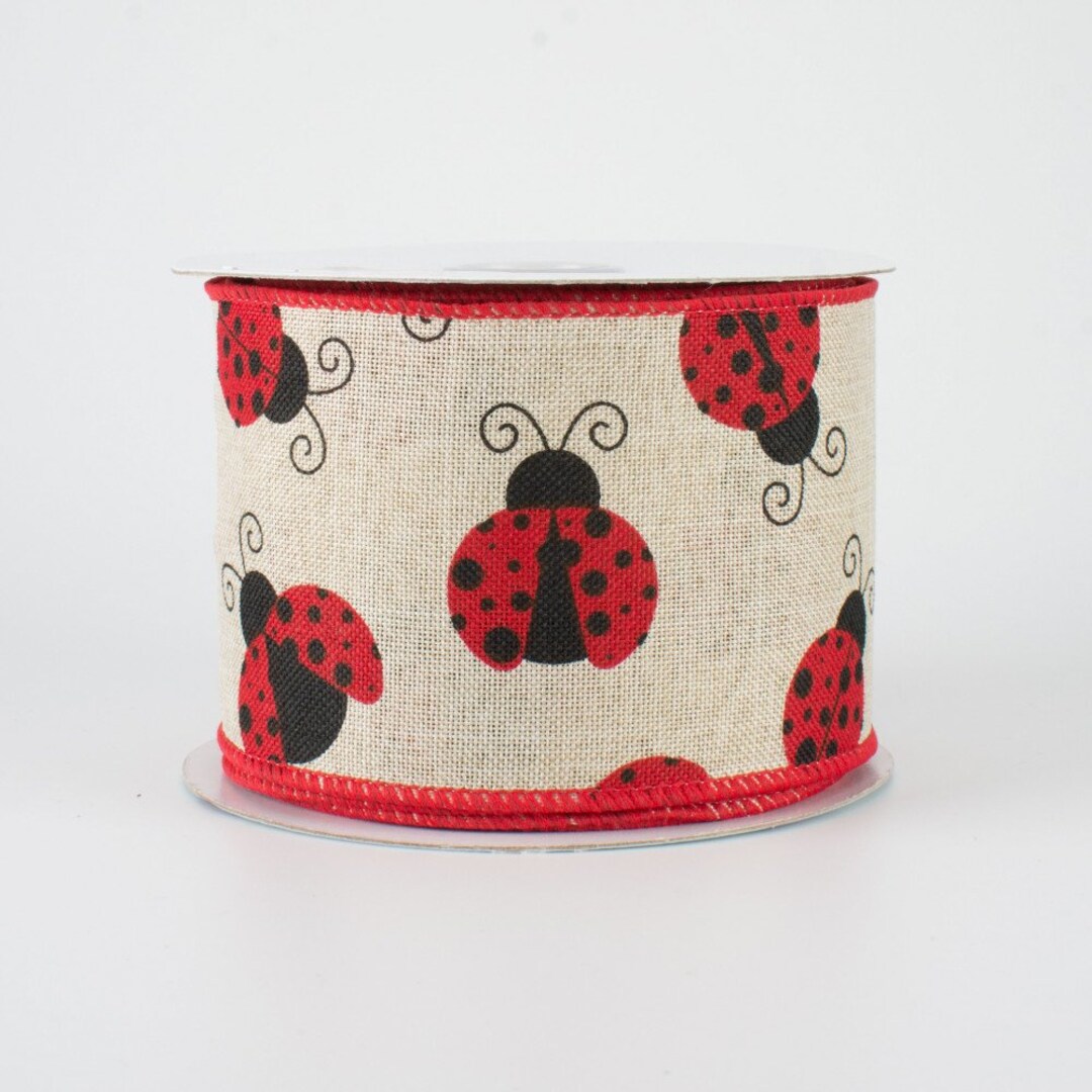 Wired Ribbon - Ladybug Ribbon - Red and Black Ladybug Ribbon - Summer ...