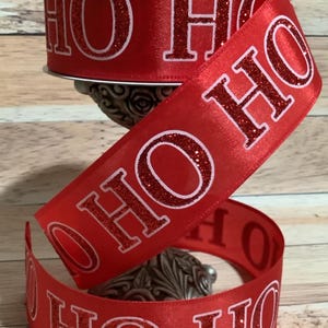 2.5" X 5 Yards Red Ho Ho Ho Christmas Wired Ribbon-red Glitter ...