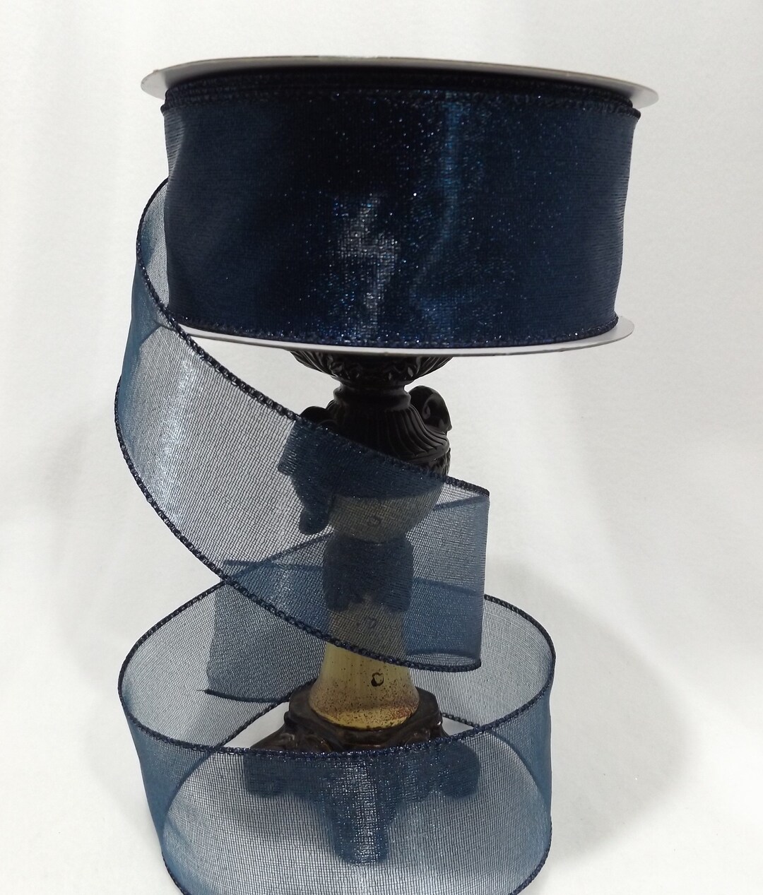 Wired Ribbon - Navy Blue Sheer Ribbon - All Occasion Ribbon - Floral ...