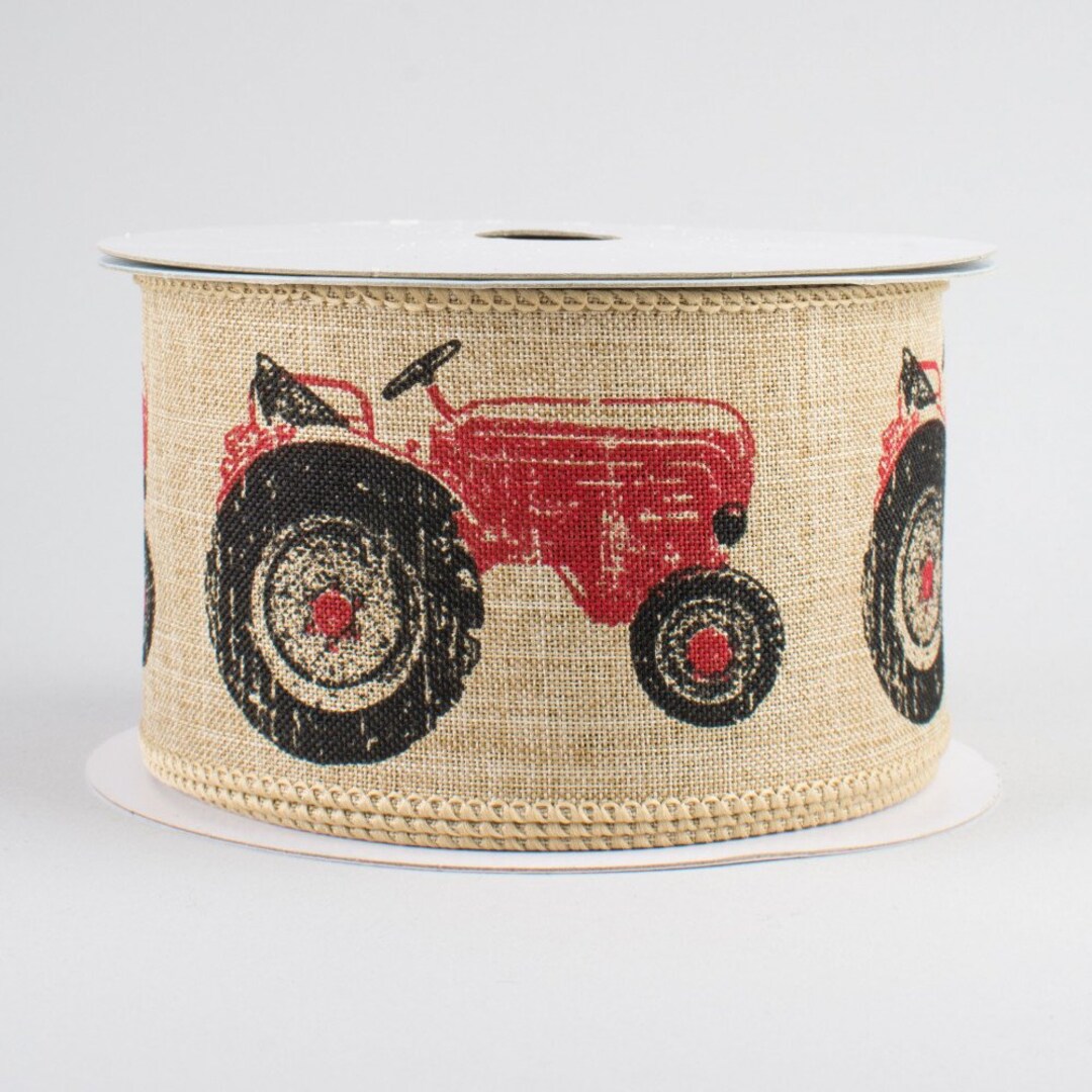 Wired Ribbon - Red Tractor Ribbon - Farm Ribbon - Farmhouse Decor - 2.5 ...