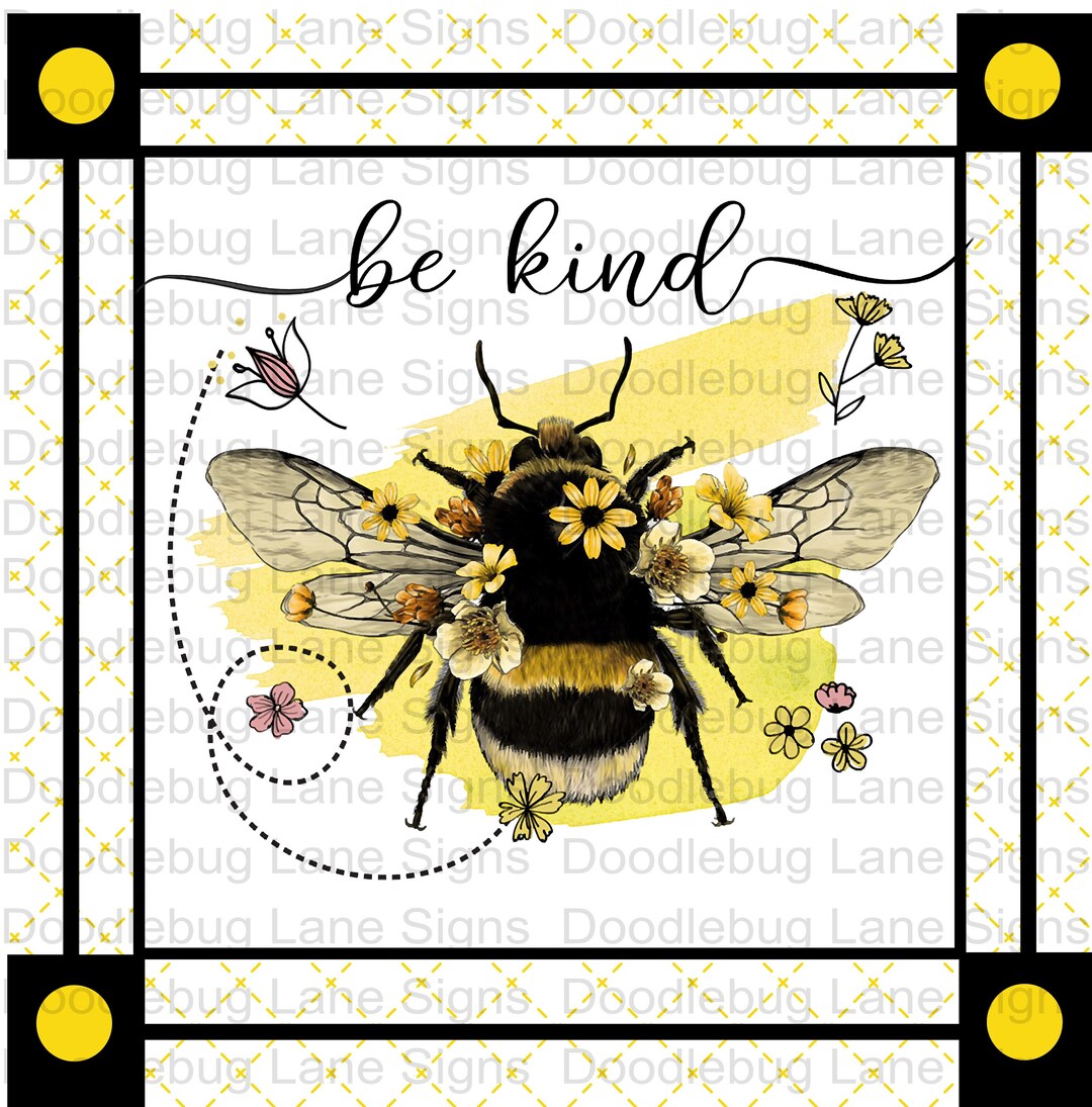 Bee Wreath Sign-black and Yellow-spring Sign-bee Kind-summer Sign ...